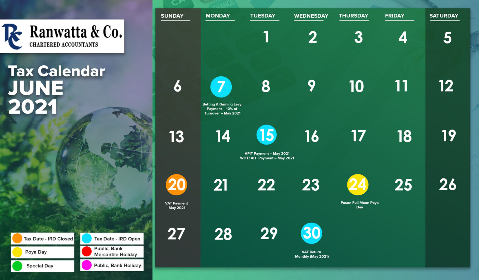 Tax Calendar in Sri lanka 2021 | Ranwatta & Co
